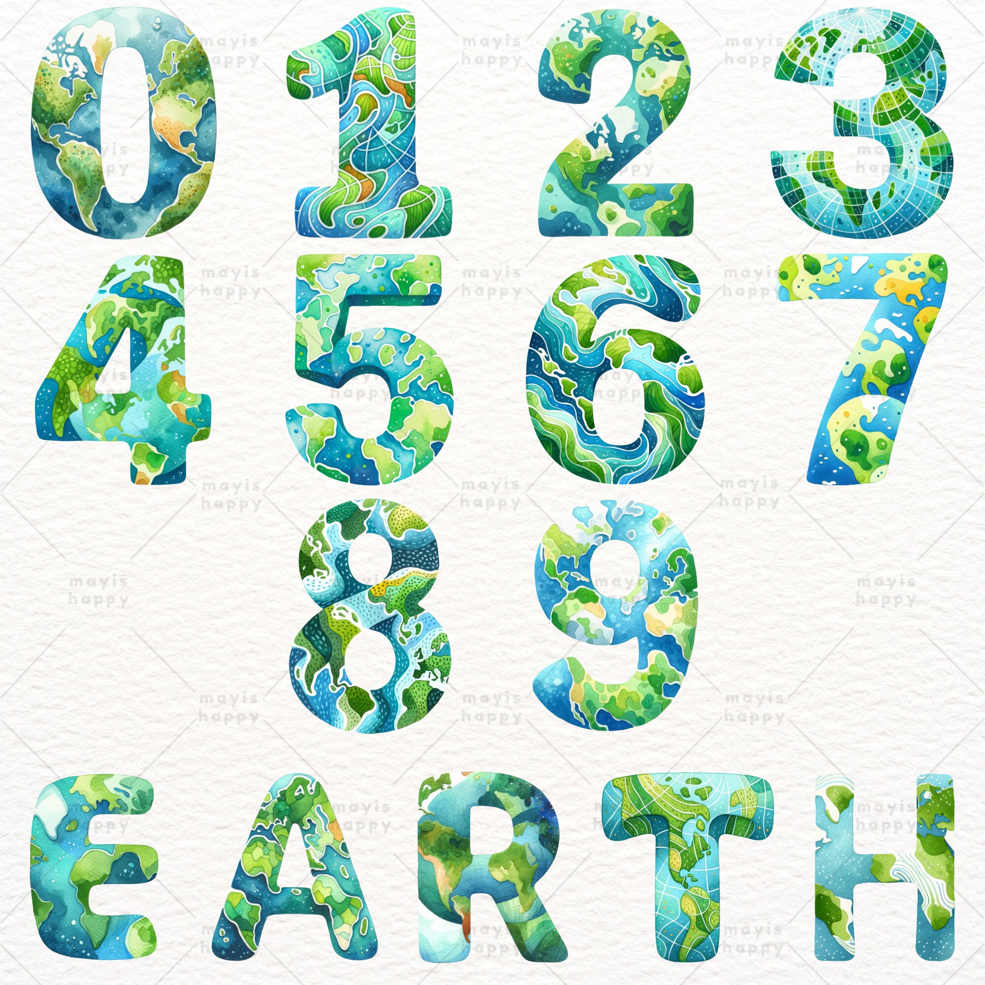 Earth Map Alphabet, Earth Clipart, Planet PNG, Earth Pattern, Alphabet ...