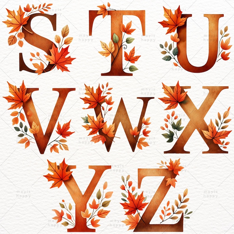 Autumn Maple Alphabet, Maple Alphabet, Maple Clipart, Autumn Theme ...