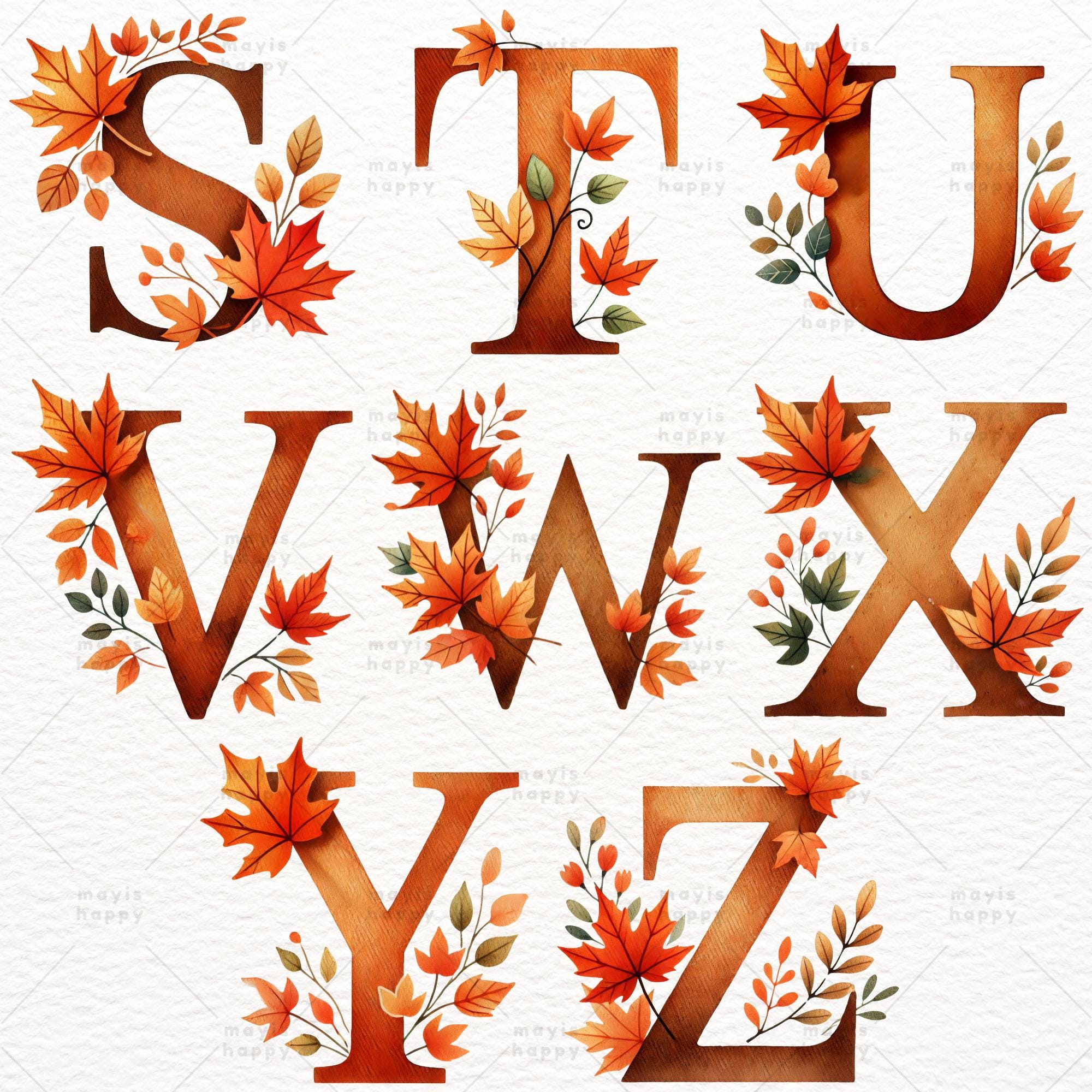 Autumn Maple Alphabet, Maple Alphabet, Maple Clipart, Autumn Theme ...