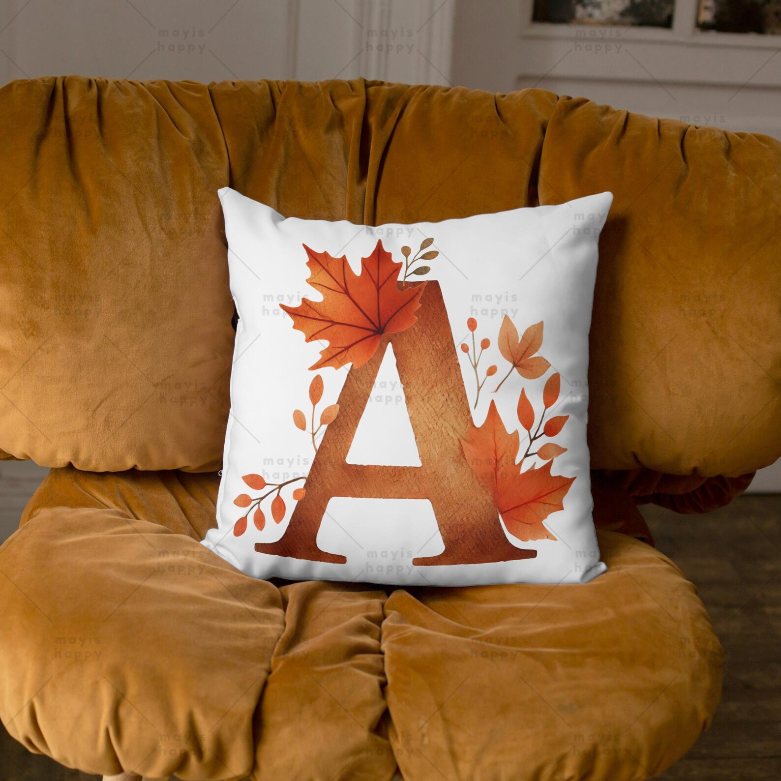 Watercolor Autumn Maple Alphabet Clipart: Transparent PNG (digital ...
