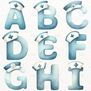 Nurse Day Watercolor Alphabet Clipart: A-Z PNG (digital Download) - Etsy