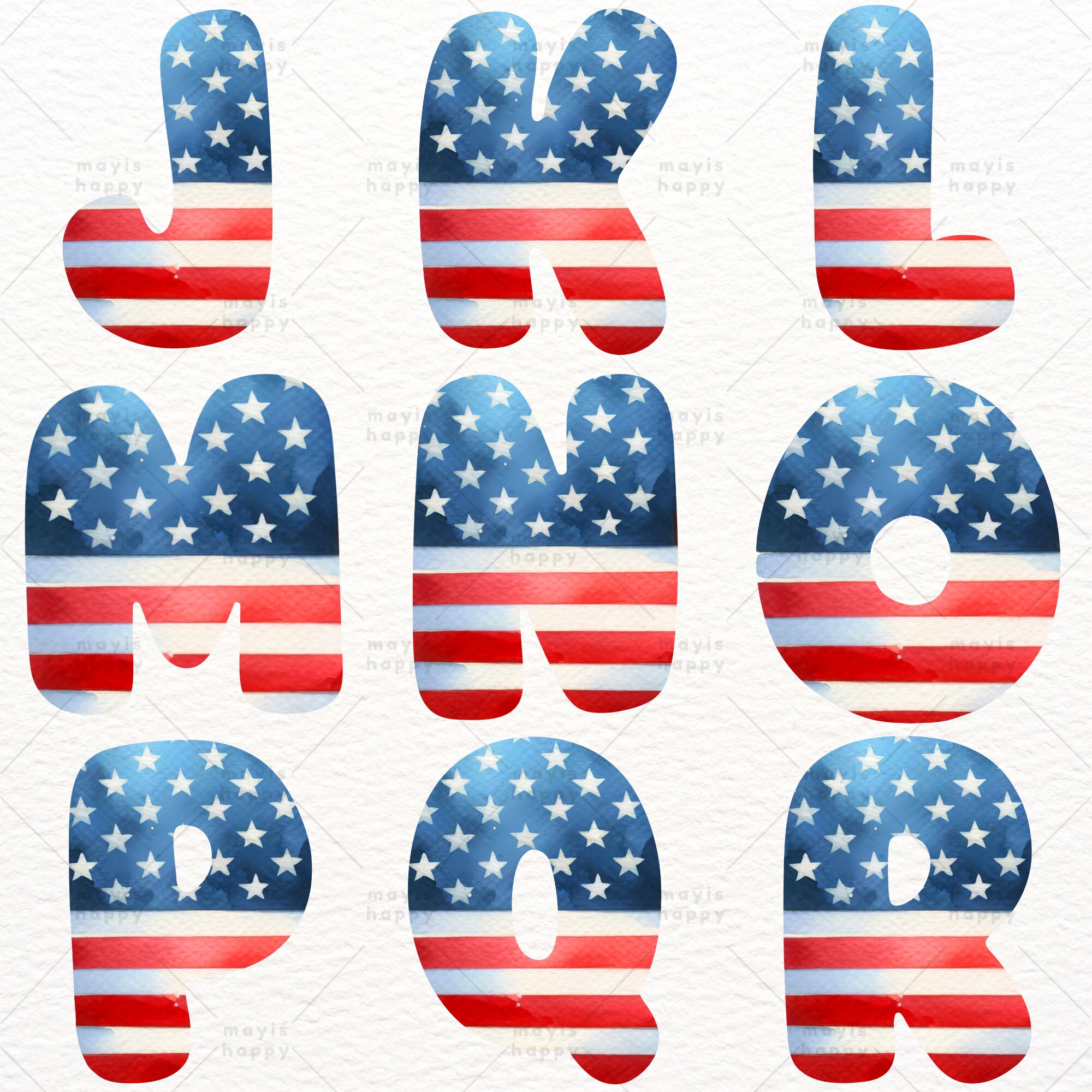 American Flag Alphabet, American Flag, Independence Day, 4th of July ...