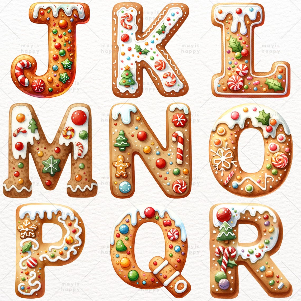 Christmas Cookie Alphabet, Christmas Alphabet, Cookie PNG, Alphabet ...
