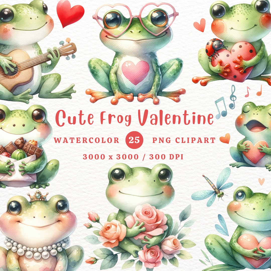 Love Frog, Cute Frog, Couple Frog Clipart, Frog Clipart, Valentine Gift ...