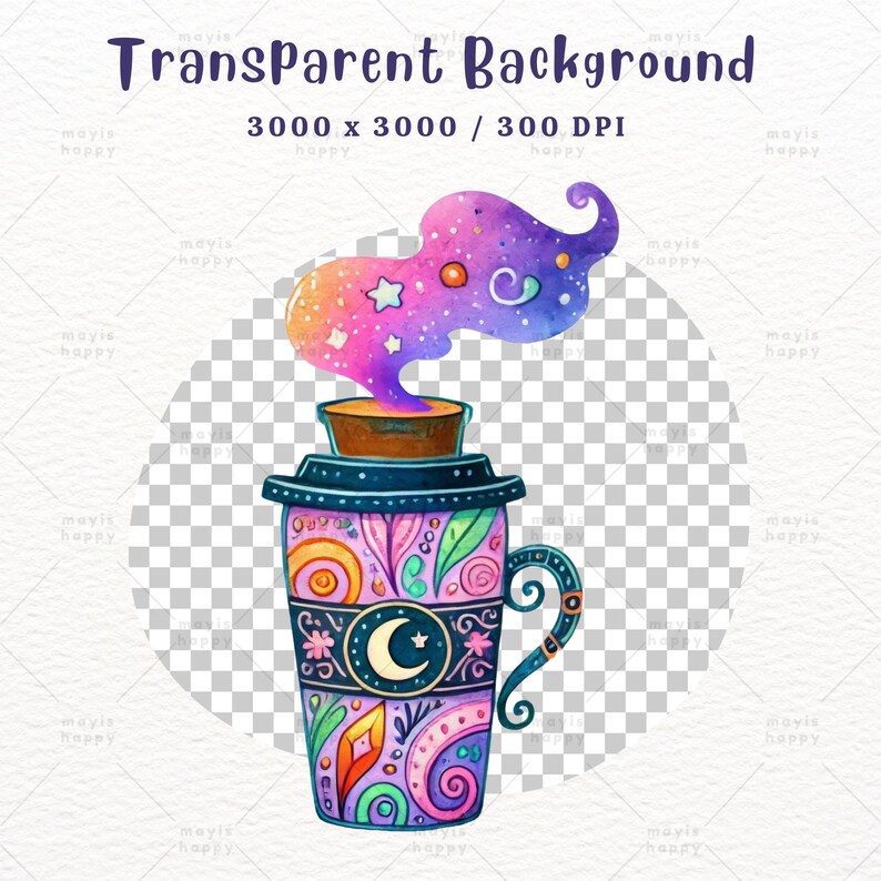 Halloween Coffee & Tea Clipart: Watercolor PNG Bundle (digital Download ...