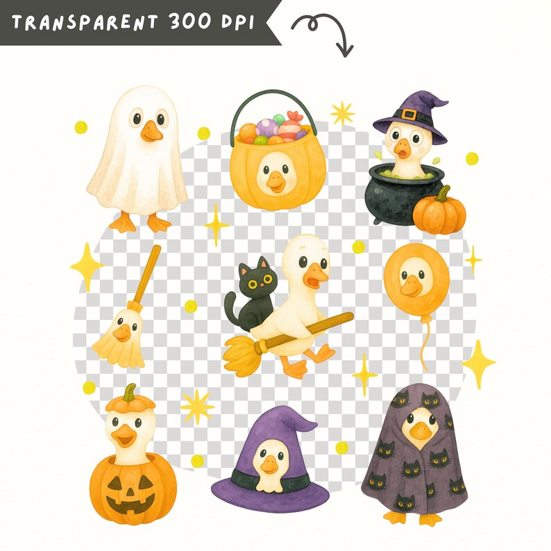 Spooky Goose Clipart Set: Kawaii Halloween PNG (300 DPI) - Etsy