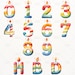 Watercolor Birthday Candle Alphabet Clipart: Transparent PNG (digital Download) - Etsy