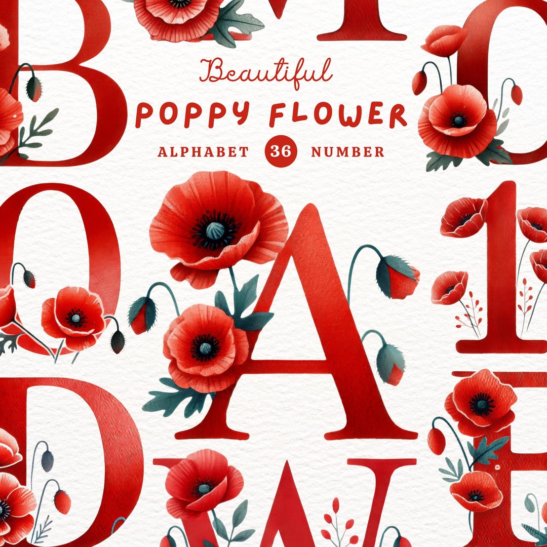 Poppy Flower Alphabet, Flower Alphabet, Flower Letter, Beautiful Flower ...