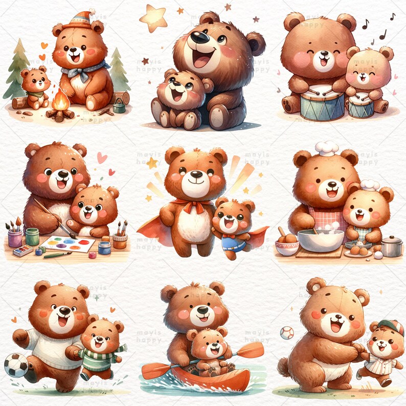 Daddy Bear & Baby Bear, Daddy Bear, Baby Bear, Dad PNG, Daddy PNG, Gift ...