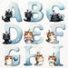 New Year Alphabet Clipart, Cute Cat Alphabet Clipart, New Year Party ...