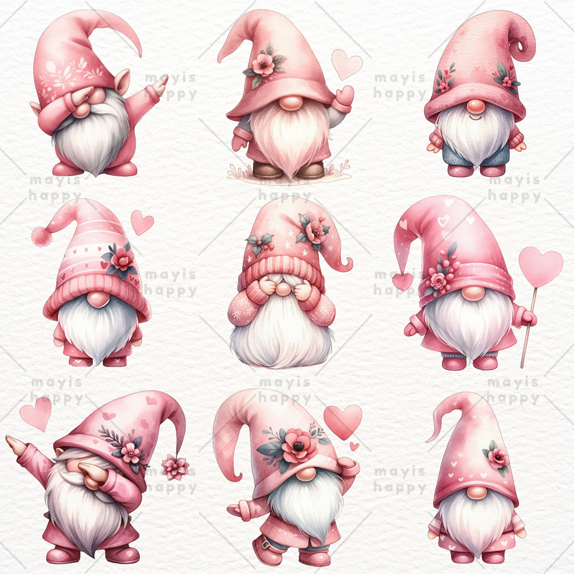 Valentine Clipart, Gnome Clipart, Valentine Gnome, Cute Gnome, Gift for ...