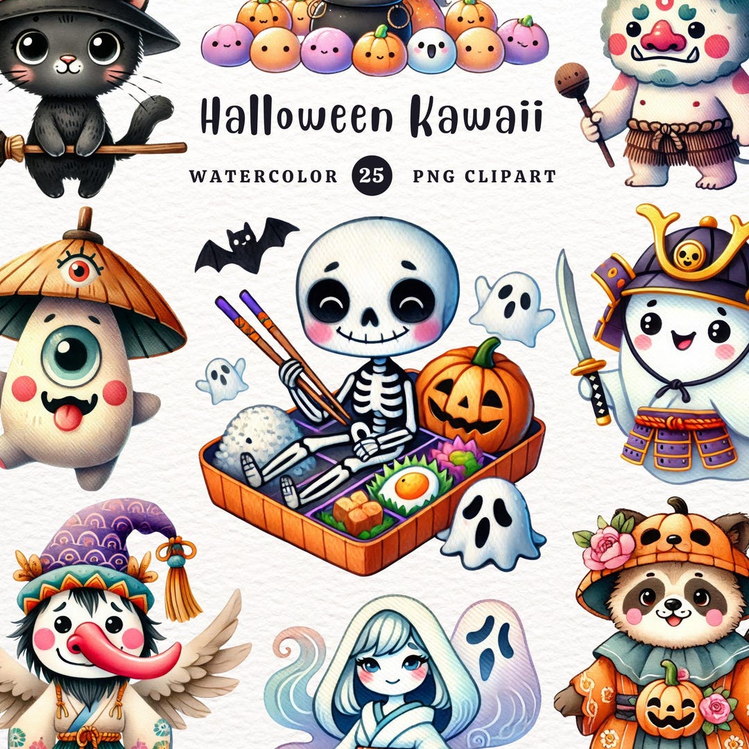 Halloween Kawaii Clipart, Cute Halloween, Halloween PNG, Halloween ...