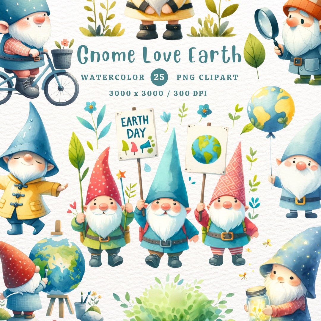 Gnome Love Earth, Gnome Clipart, Earth Clipart, Gnome PNG, Earth PNG ...