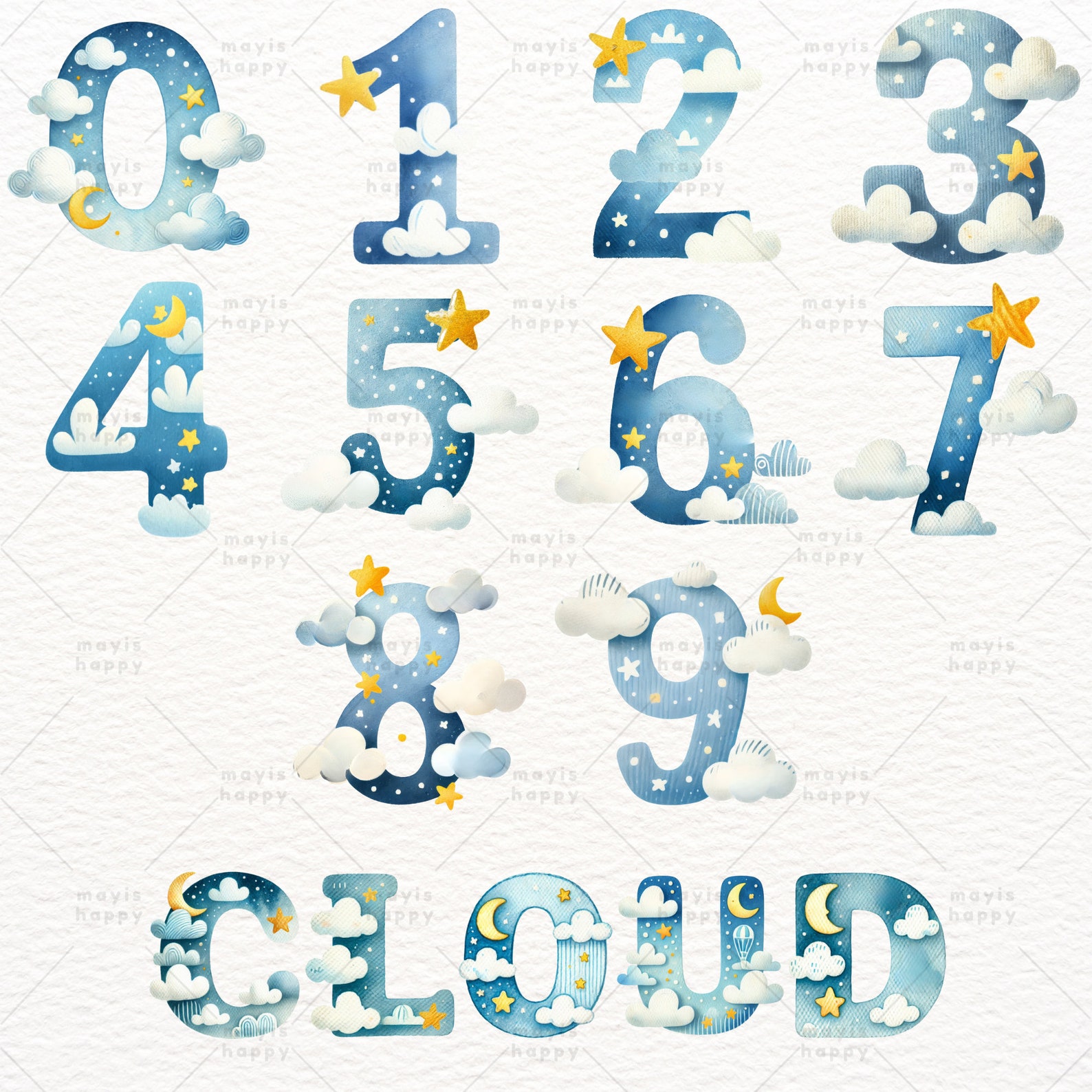 Blue Sky Alphabet, Blue Alphabet, Cloud Alphabet, Cloud Clipart ...