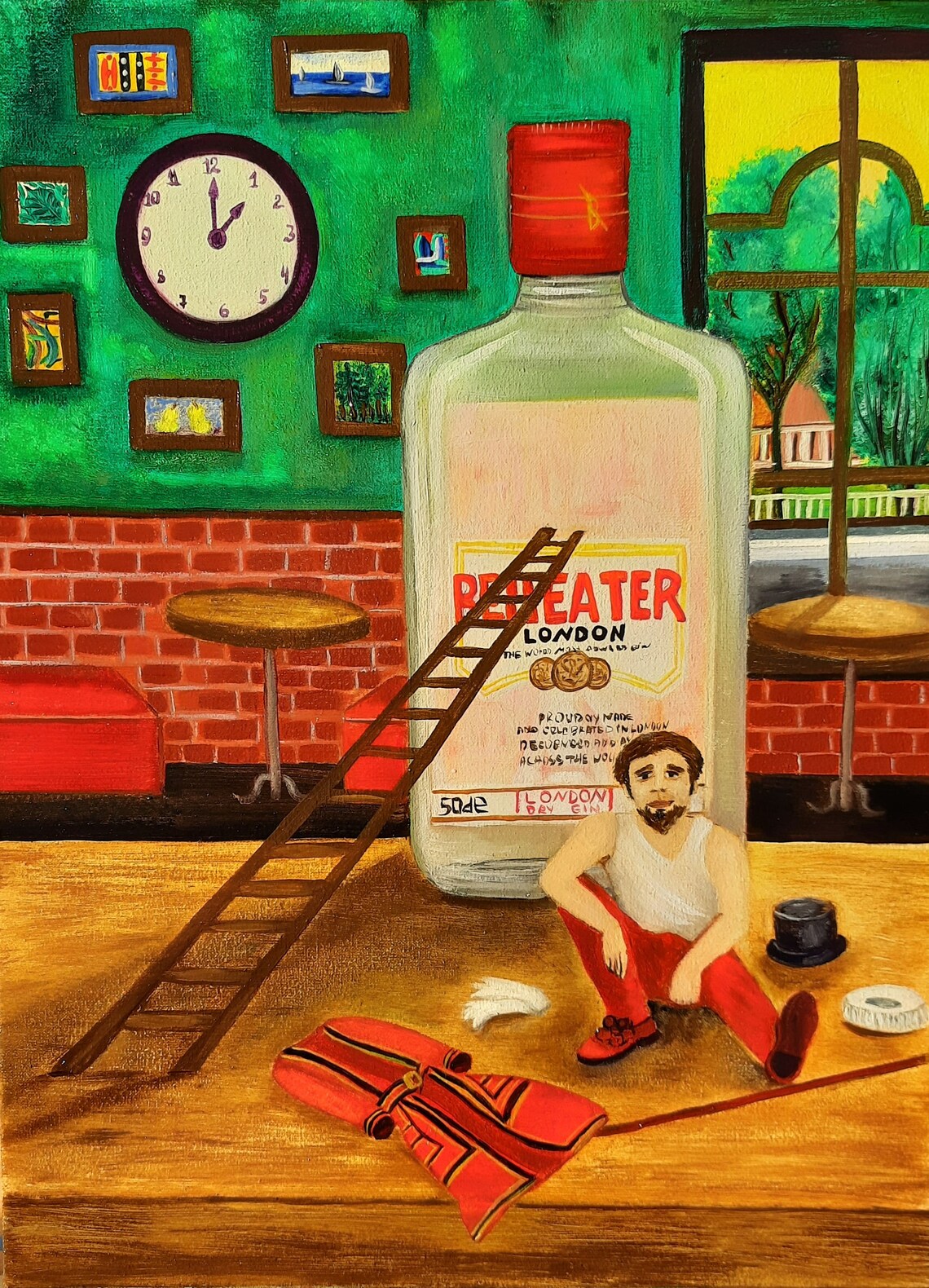 Bar Art Original oil painting Beefeater Alcohol Strong Drink | Etsy