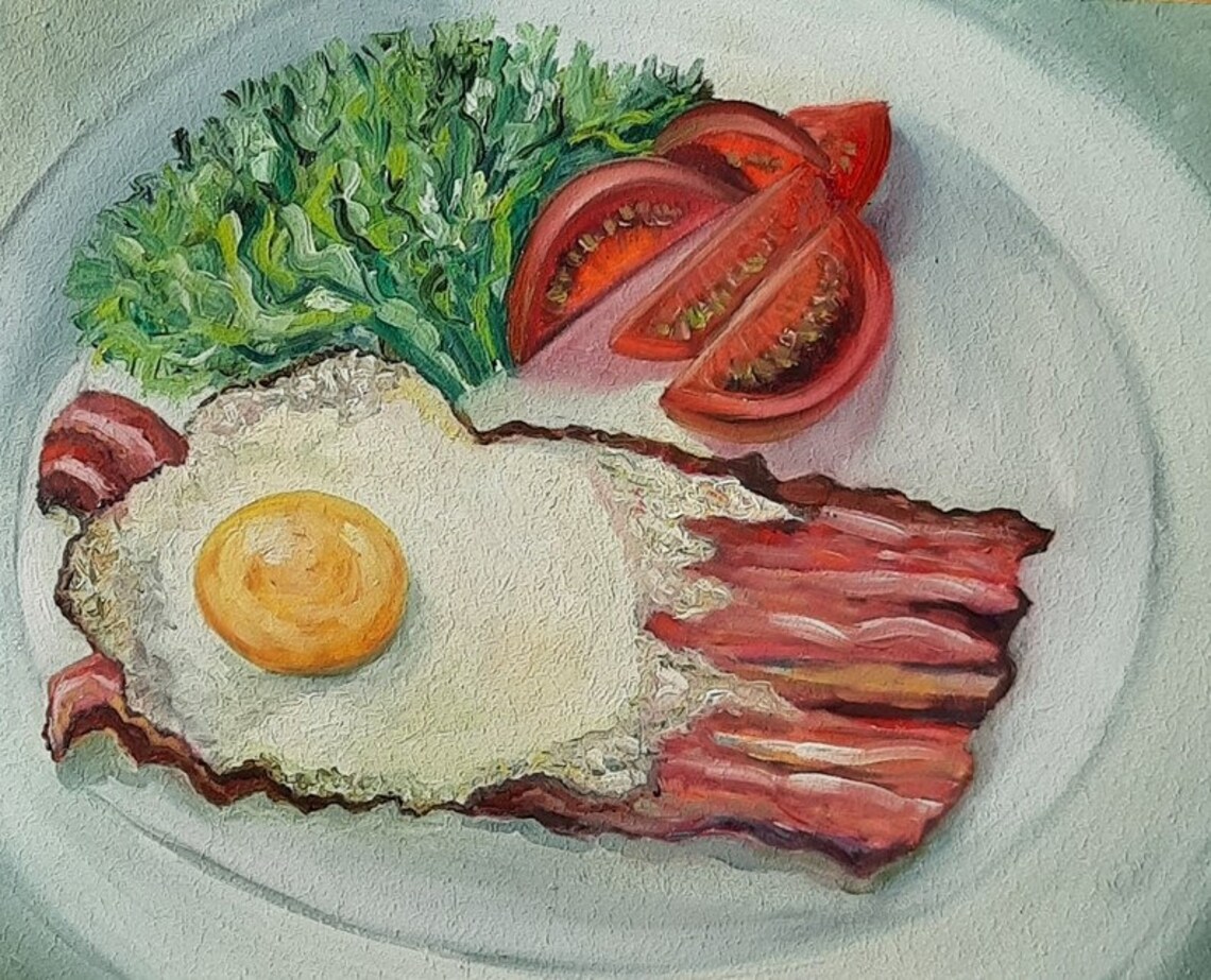 Breakfast art Still life oil paintings egg painting healthy | Etsy