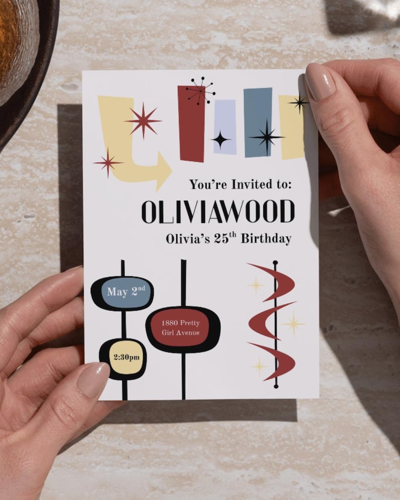 Atomic Age Retro Futurist Glam Invitation Template (editable Canva ...