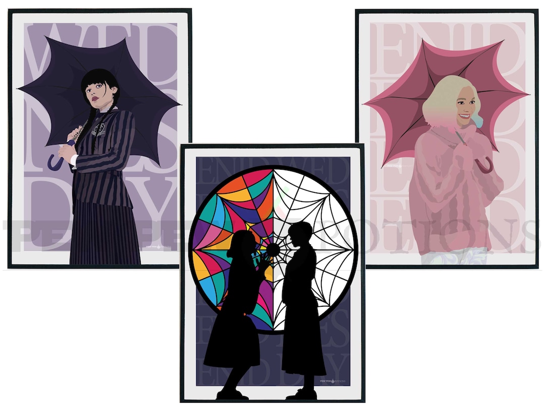 3 Print Set Wednesday Addams Enid Sinclair Window Scene Netflix TV ...
