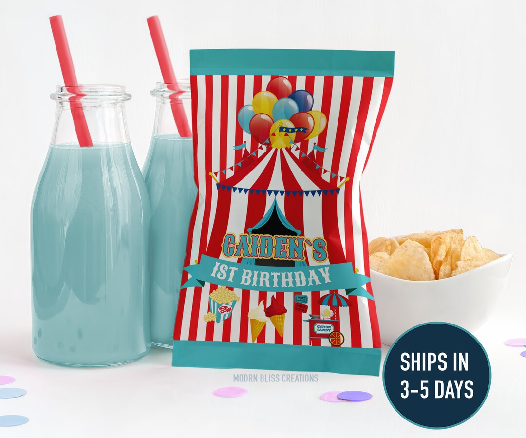 Personalized Carnival Birthday Chip Bags: Party Favors - Etsy