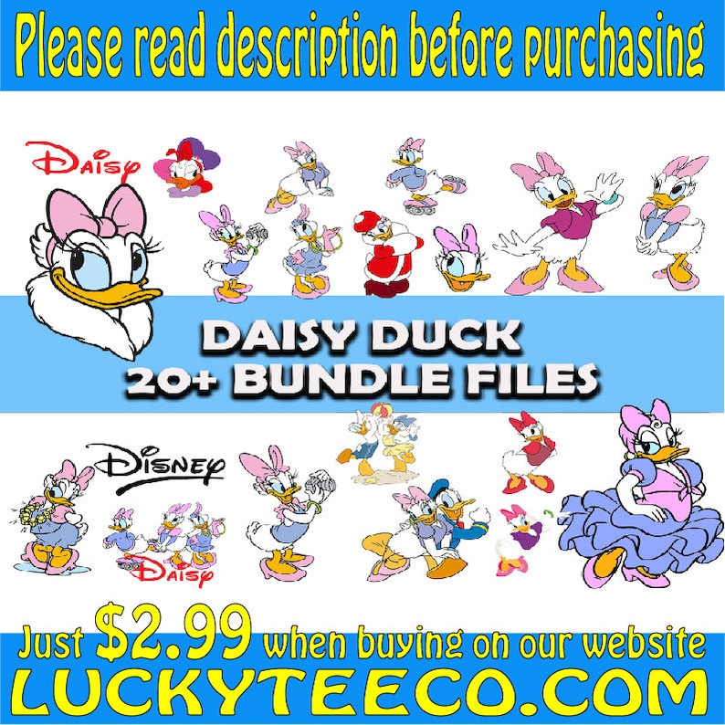 20 Daisy Duck Svg MEGA Bundle, Daisy Duck Head Face , Disney Daisy Png ...
