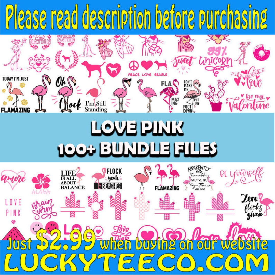 100 LOVE PINK SVG, Love Pink Svg Bundle, Love Pink Clipart, Pink ...