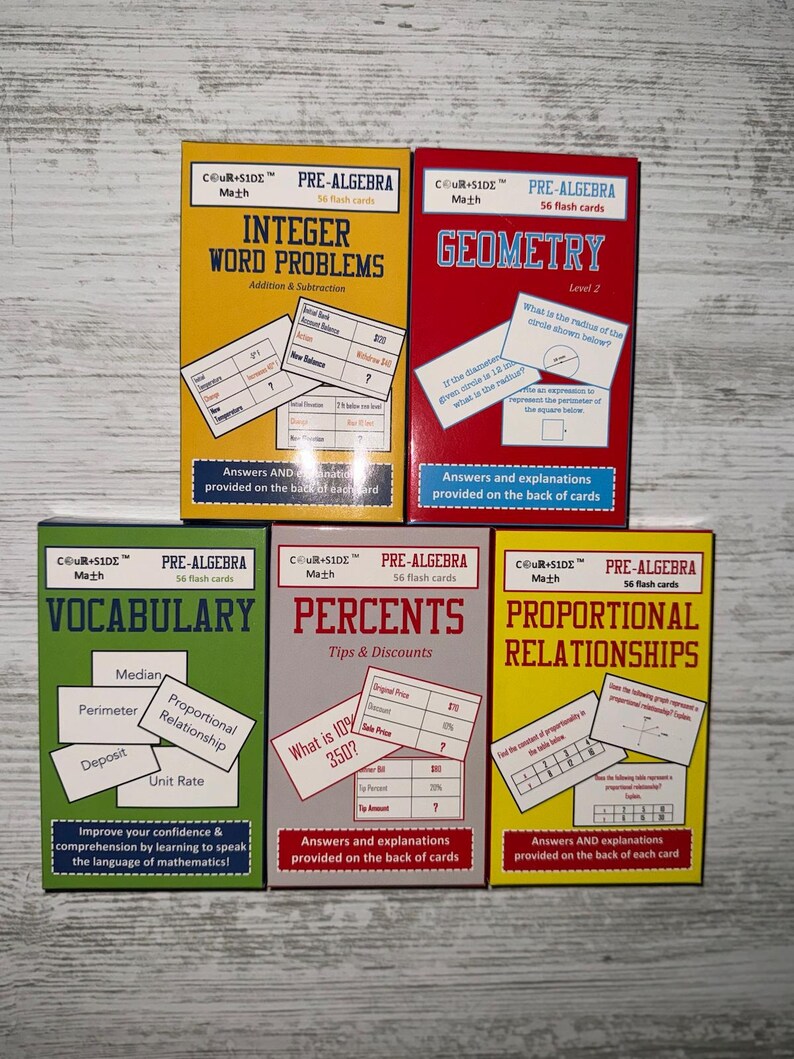 Math Flashcards 6th - 8th Grades - Etsy