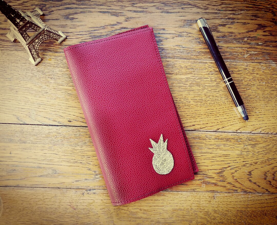 Checkbook Holder in Genuine Burgundy Red Leather With Customizable ...