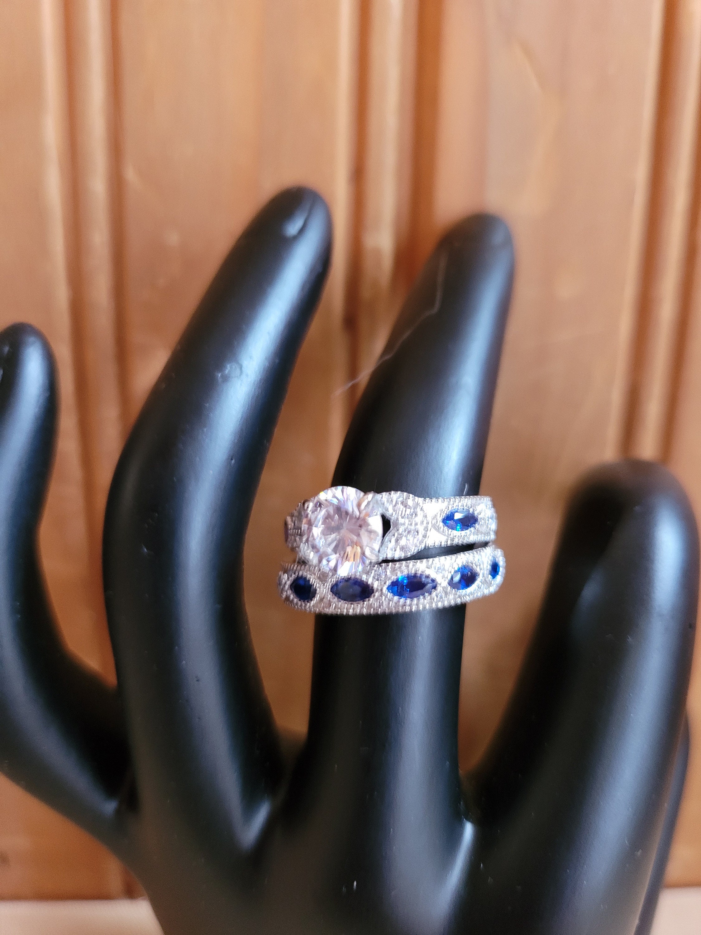 Sapphire and Diamond Bridal Wedding Ring Set - Etsy