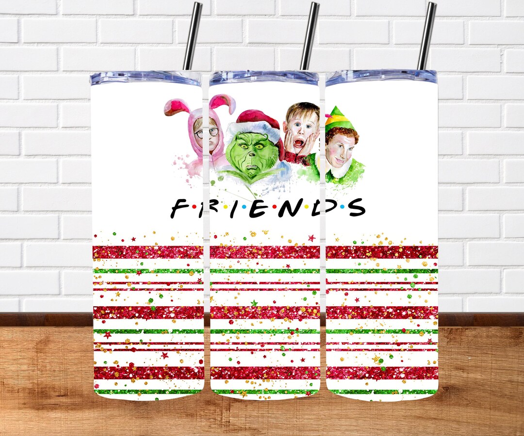 Friends Christmas Tumbler, 20oz Skinny Tumbler With Straw & Lid ...