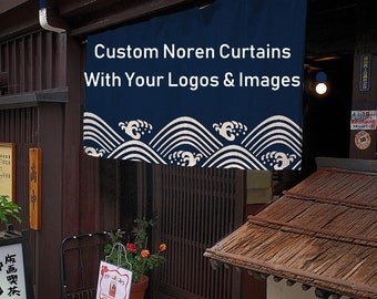 Traditional Linen Noren Door Way Curtain. Brush Circle on - Etsy