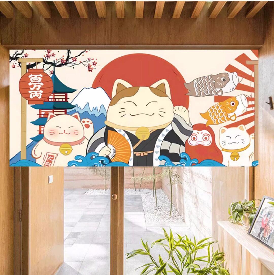Full Custom Noren Door Curtain ,lucky Cat, 24 Pattern Store Noren Panel ...