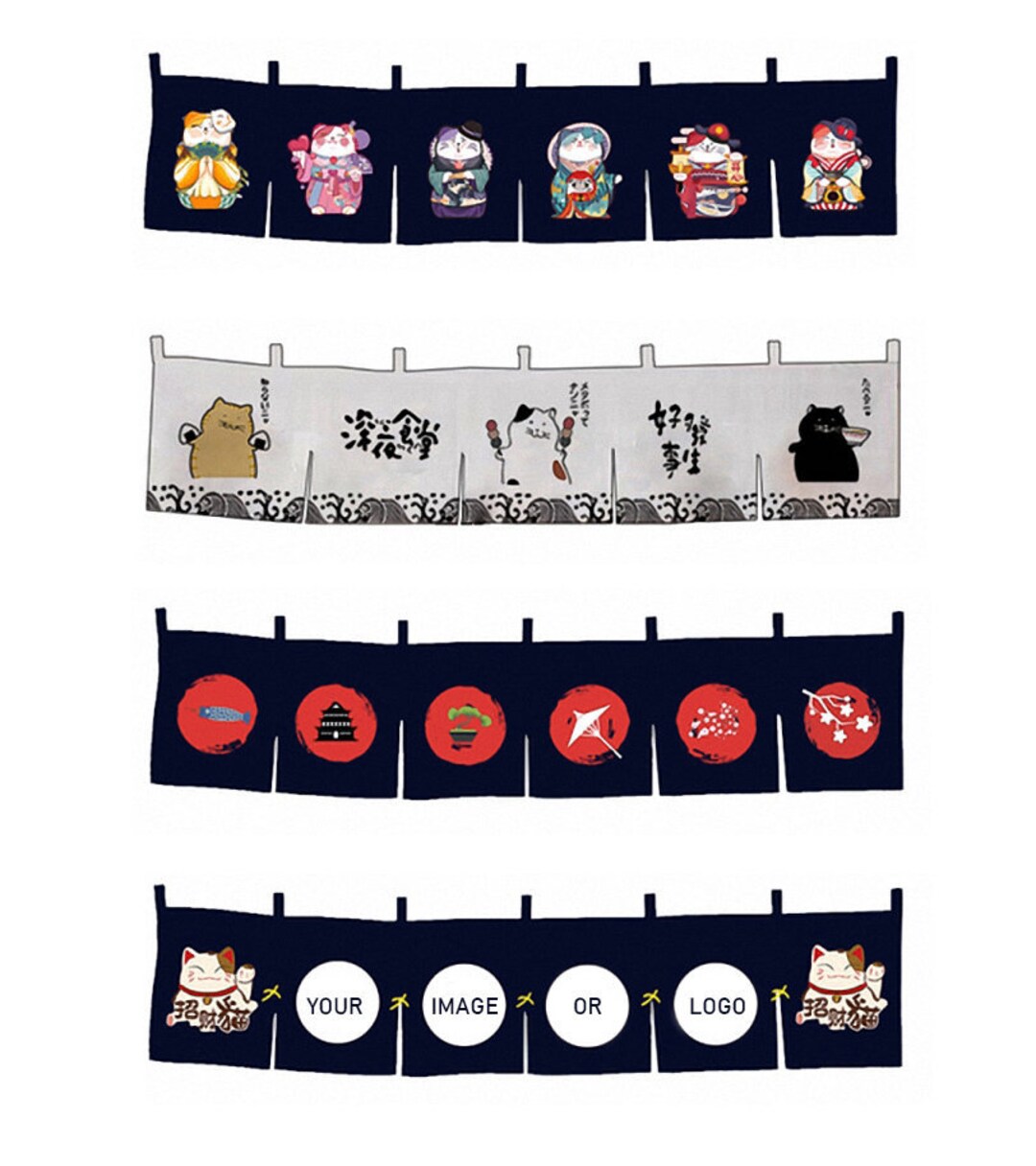 Noren Door Curtain ,custom Sushi Shop Noren Panel, Japanese Curtain ...