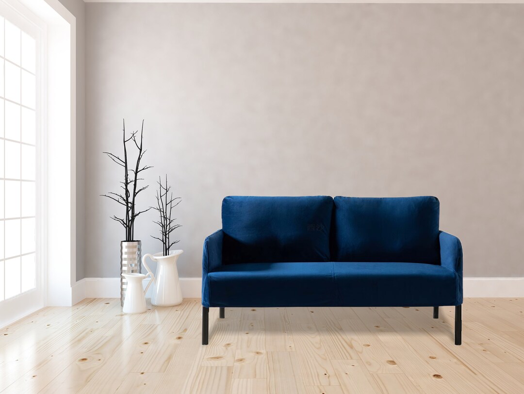 Velvet Navy GLOSTAD 2 Seat Sofa Cover, 700 Fabric Options, Custom Made ...