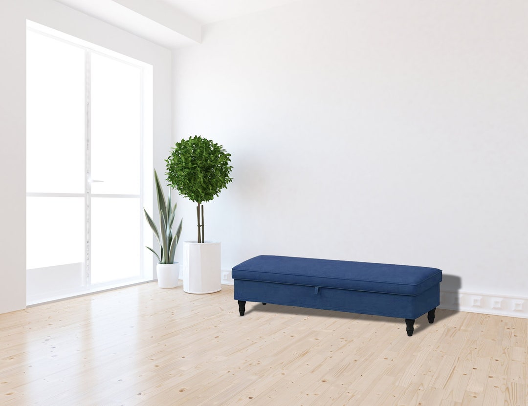 Velvet Navy Stocksund Bench Cover, 700 Fabric Options, Custom Made ...