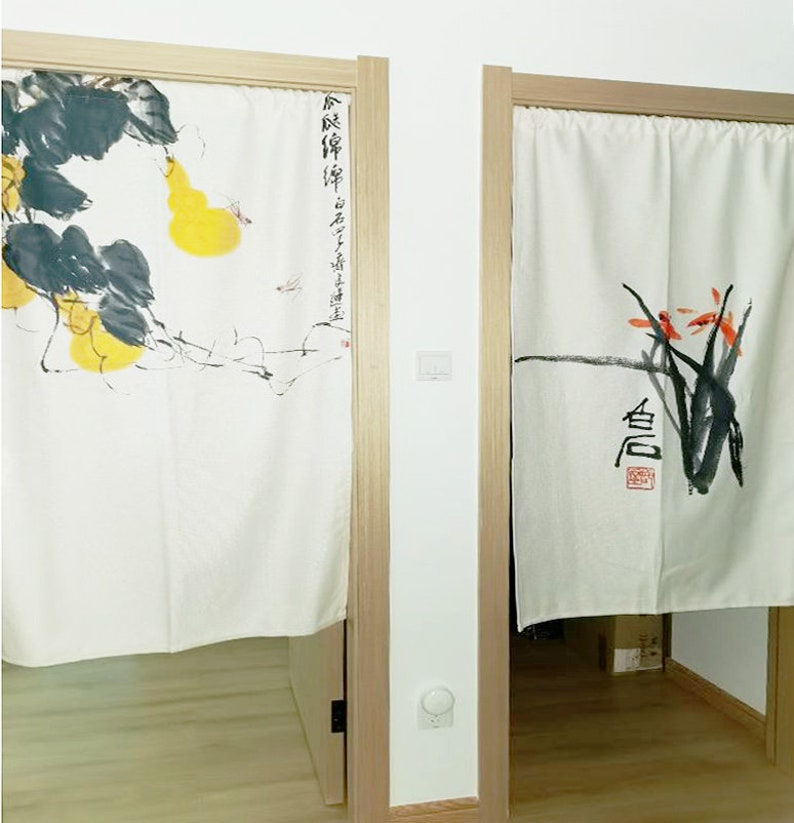 Linen Noren Door Curtain chinese Ink Painting Noren Panel | Etsy