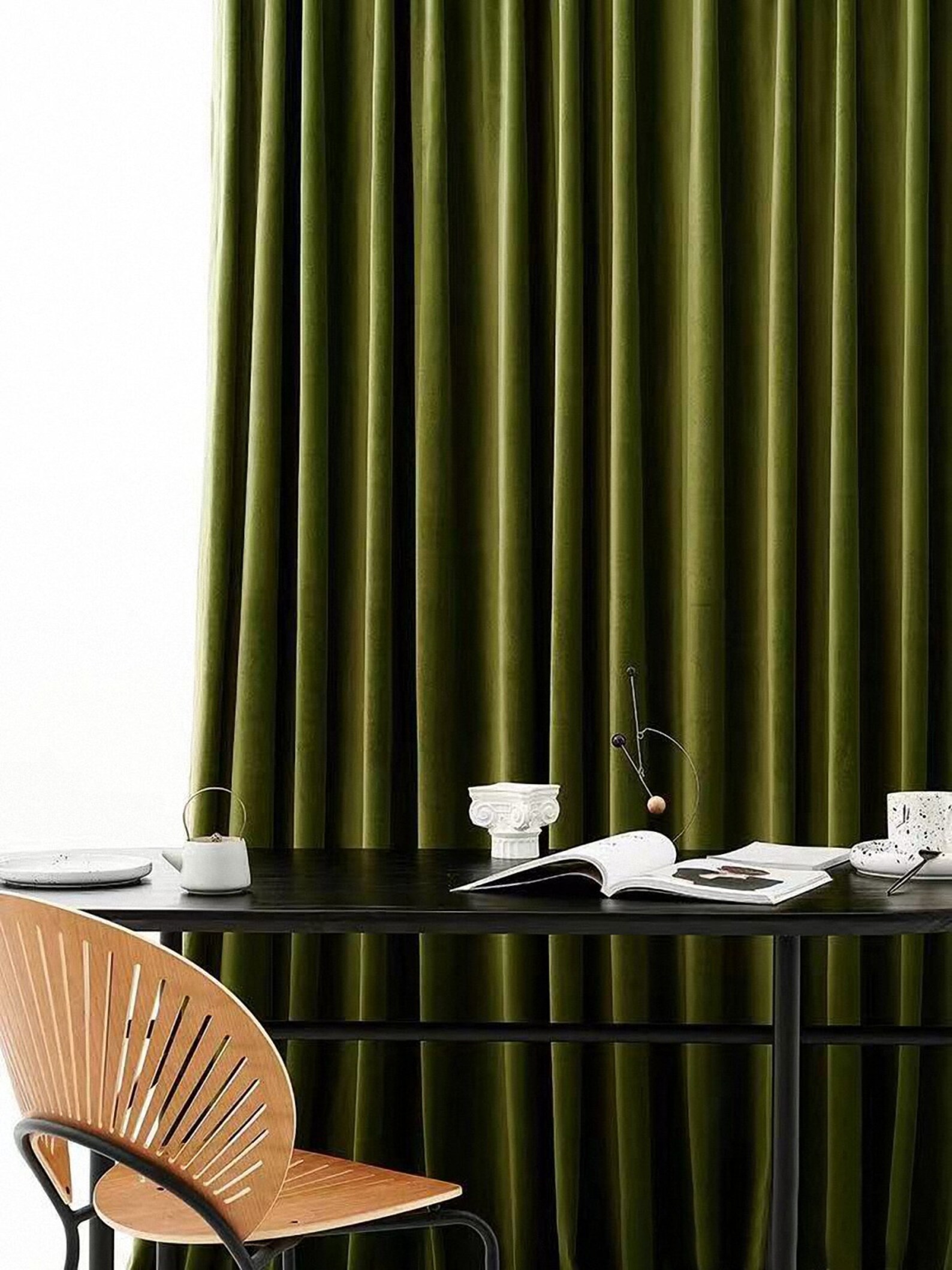 Pair of Olive Green Velvet Curtain Draperies Any Sizeliving - Etsy