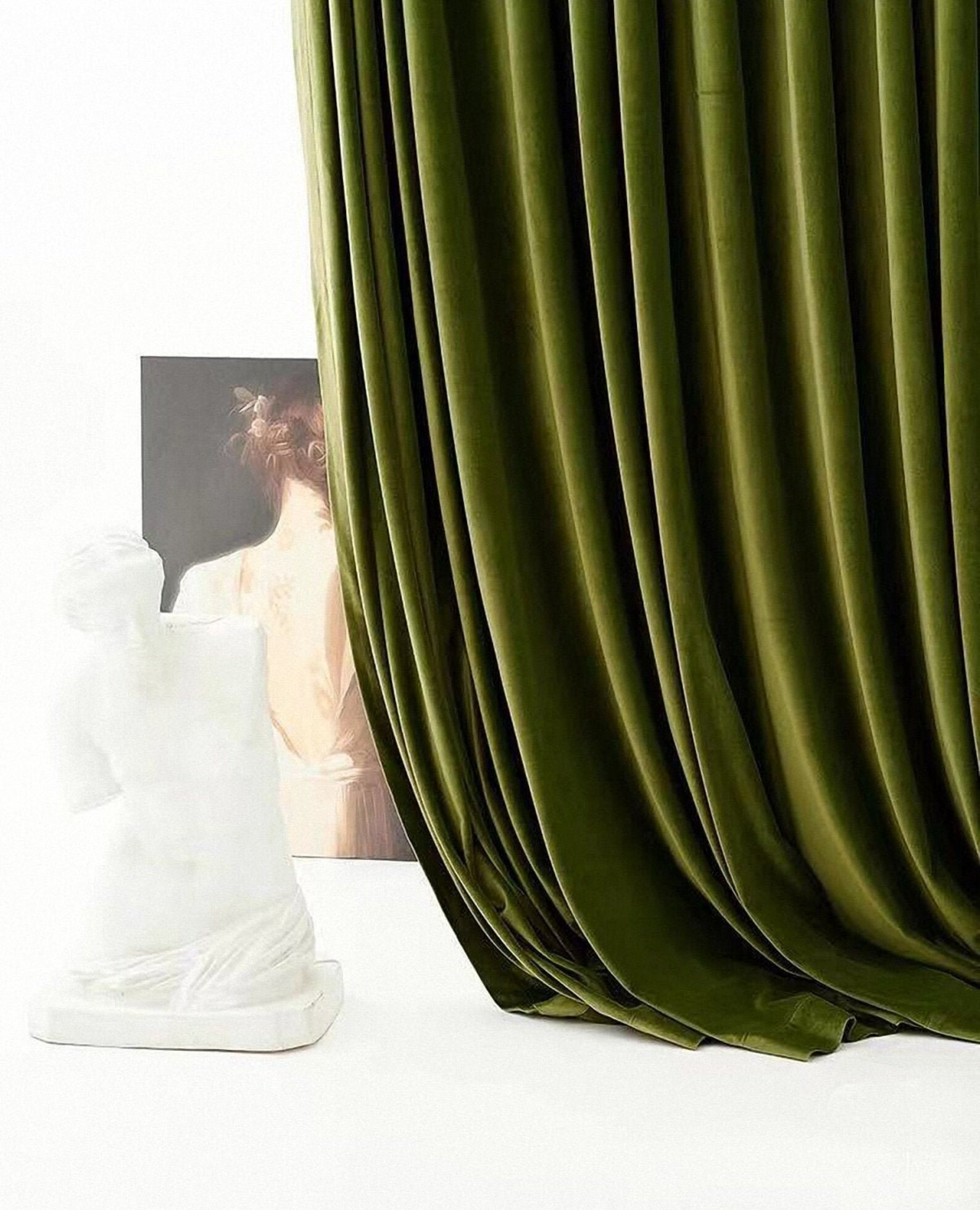 Pair of Olive Green Velvet Curtain Draperies Any Sizeliving - Etsy