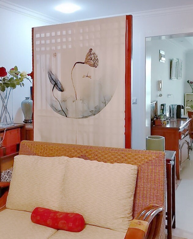 Linen Noren Door Curtain chinese Lotus Noren Panel Japanese - Etsy