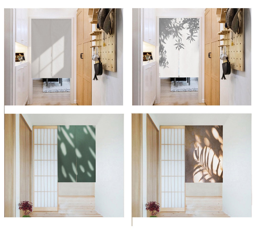 Linen Noren Door Curtain , Noren Panel With Light & Shades, Art Curtain ...