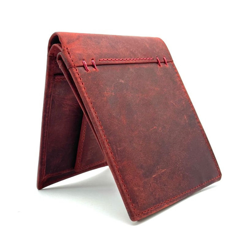 Red Leather Wallet - Etsy