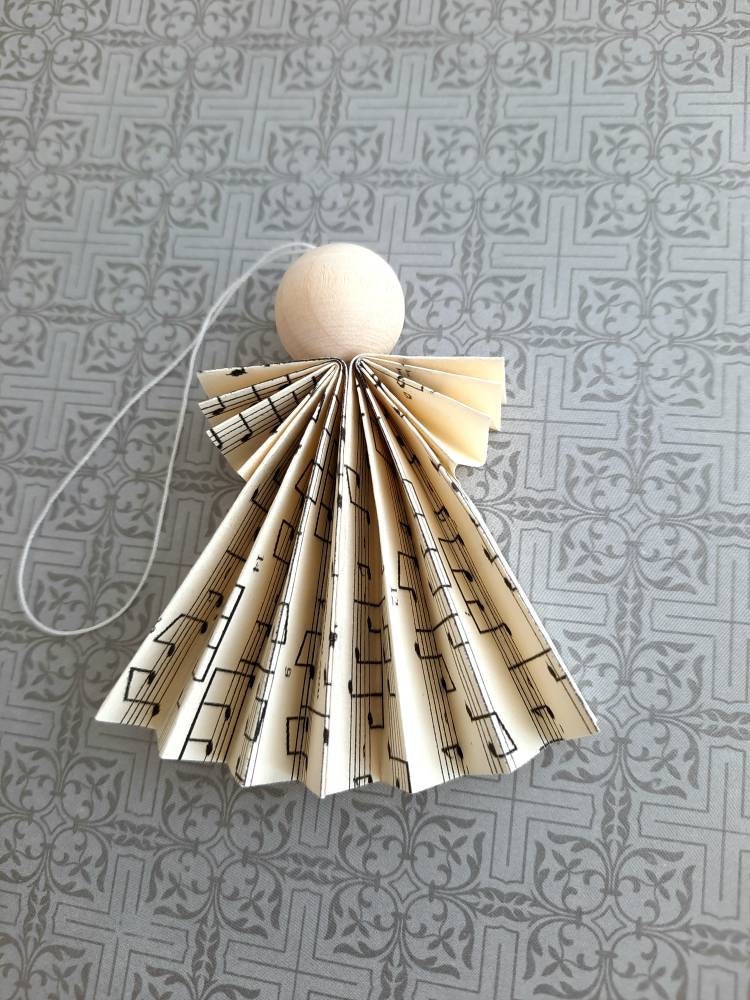 Origami Music Sheet Angel Decoration for Christmas Tree, Angel Momento ...