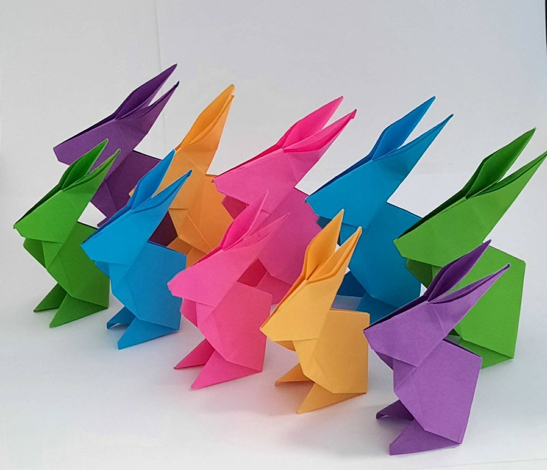 Origami Bunny Origami Easter Bunny Origami Rabbit Spring Decor Rainbow ...