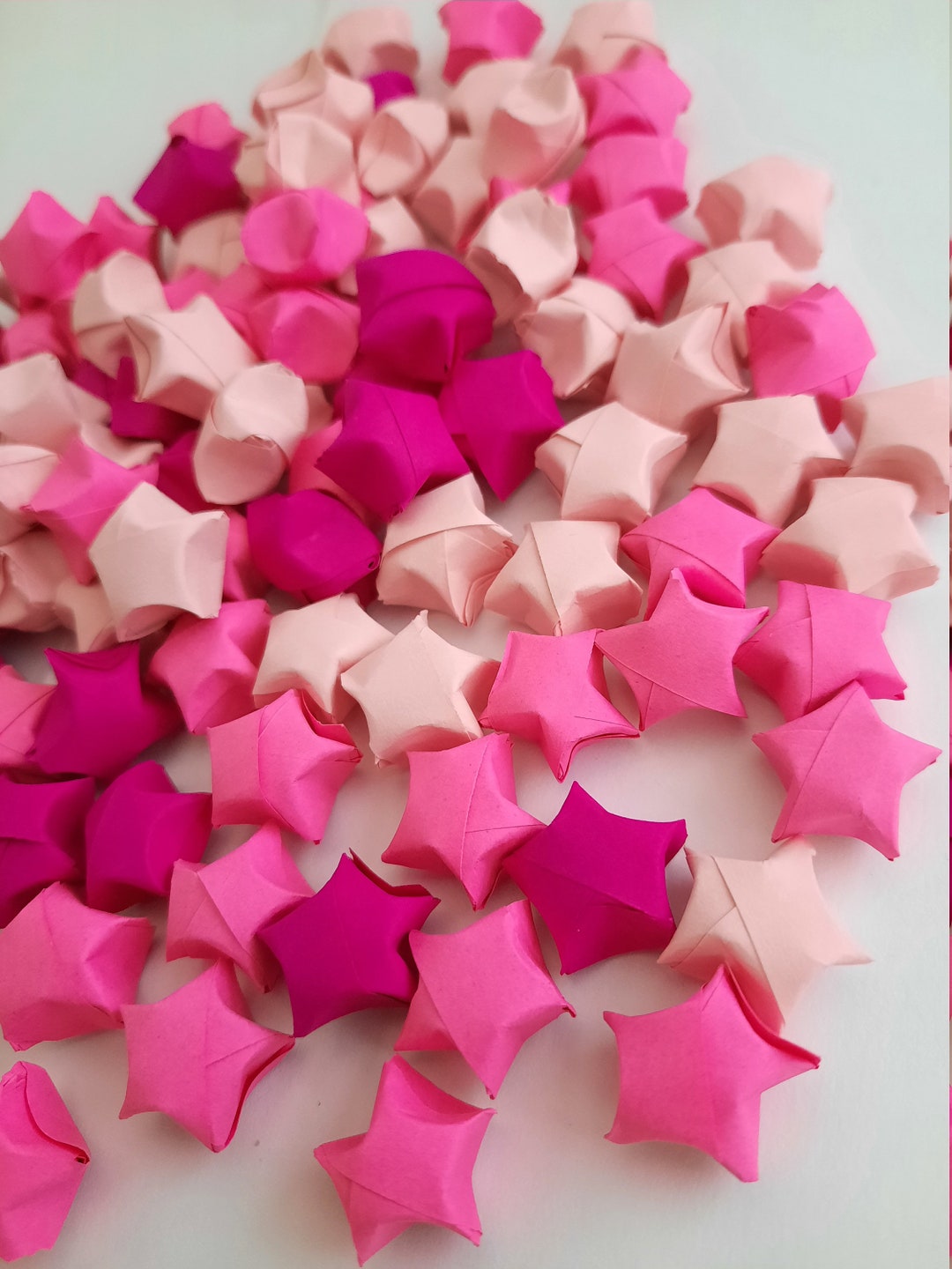 Pink Handmade Paper Stars - 100 Pcs, Birthday Gifts, Lucky Stars ...