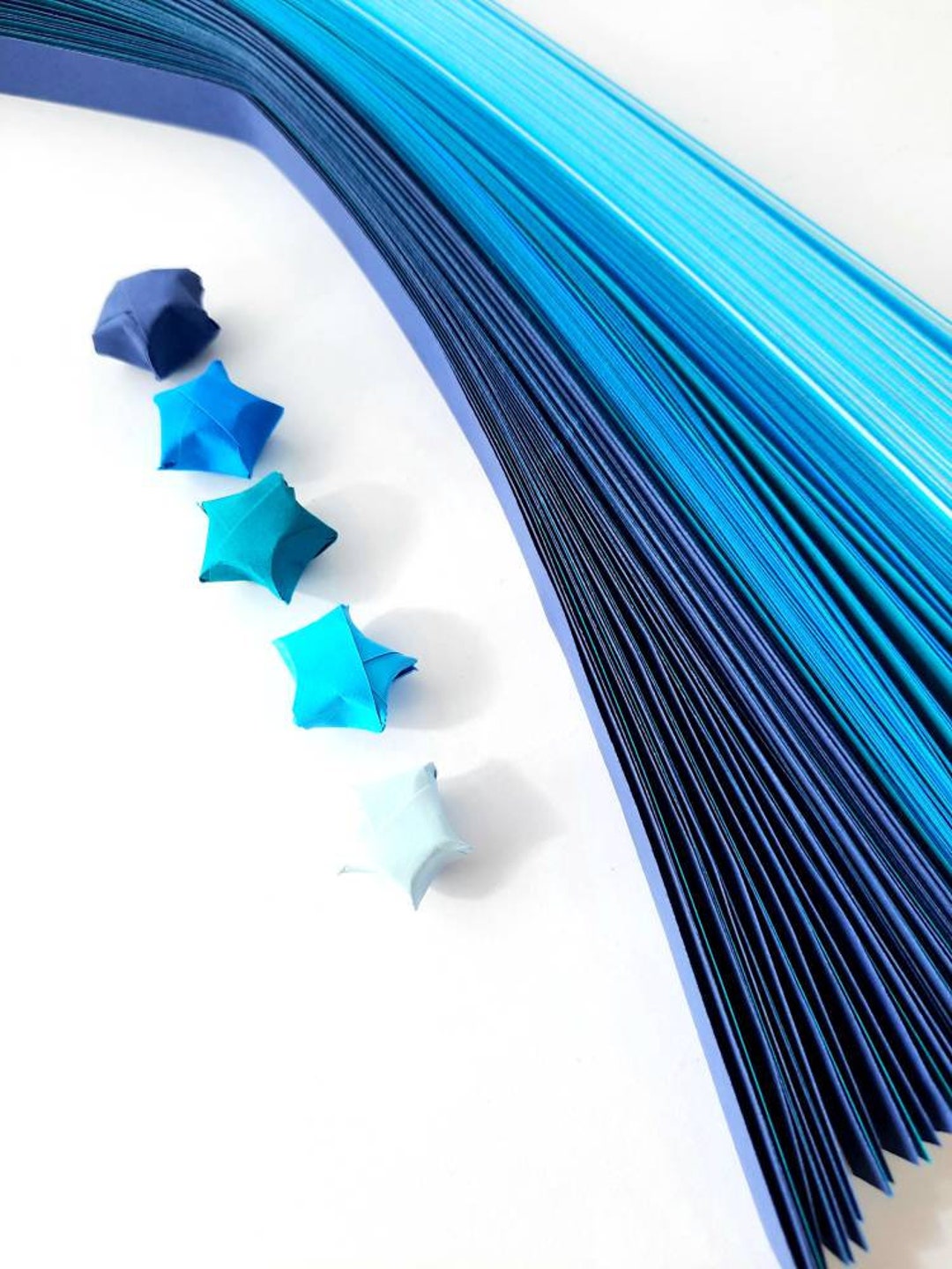 Blue Shade Origami Star Paper Strips Star Folding Paper Lucky Star ...