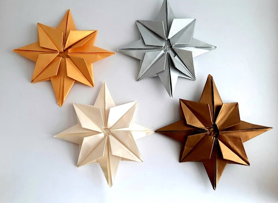 Origami 8 Pointed Star Ornament for Christmas Tree Paper - Etsy