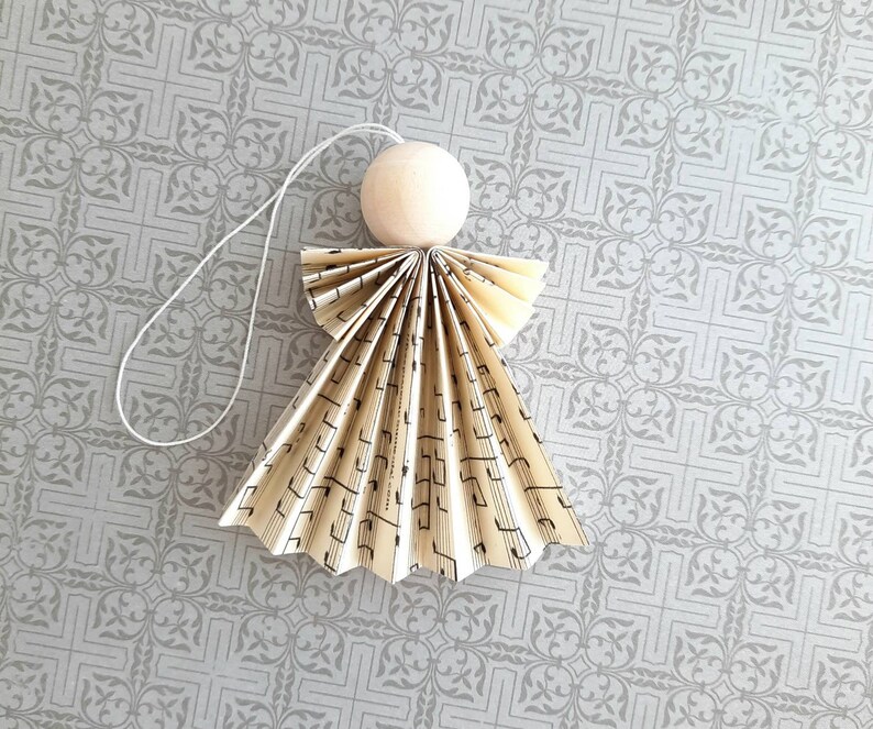 Origami Music Sheet Angel Decoration for Christmas Tree, Angel Momento ...