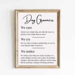 Dog Groomers Facts Wall Art Decor, Dog Grooming Salon Decor, Dog ...