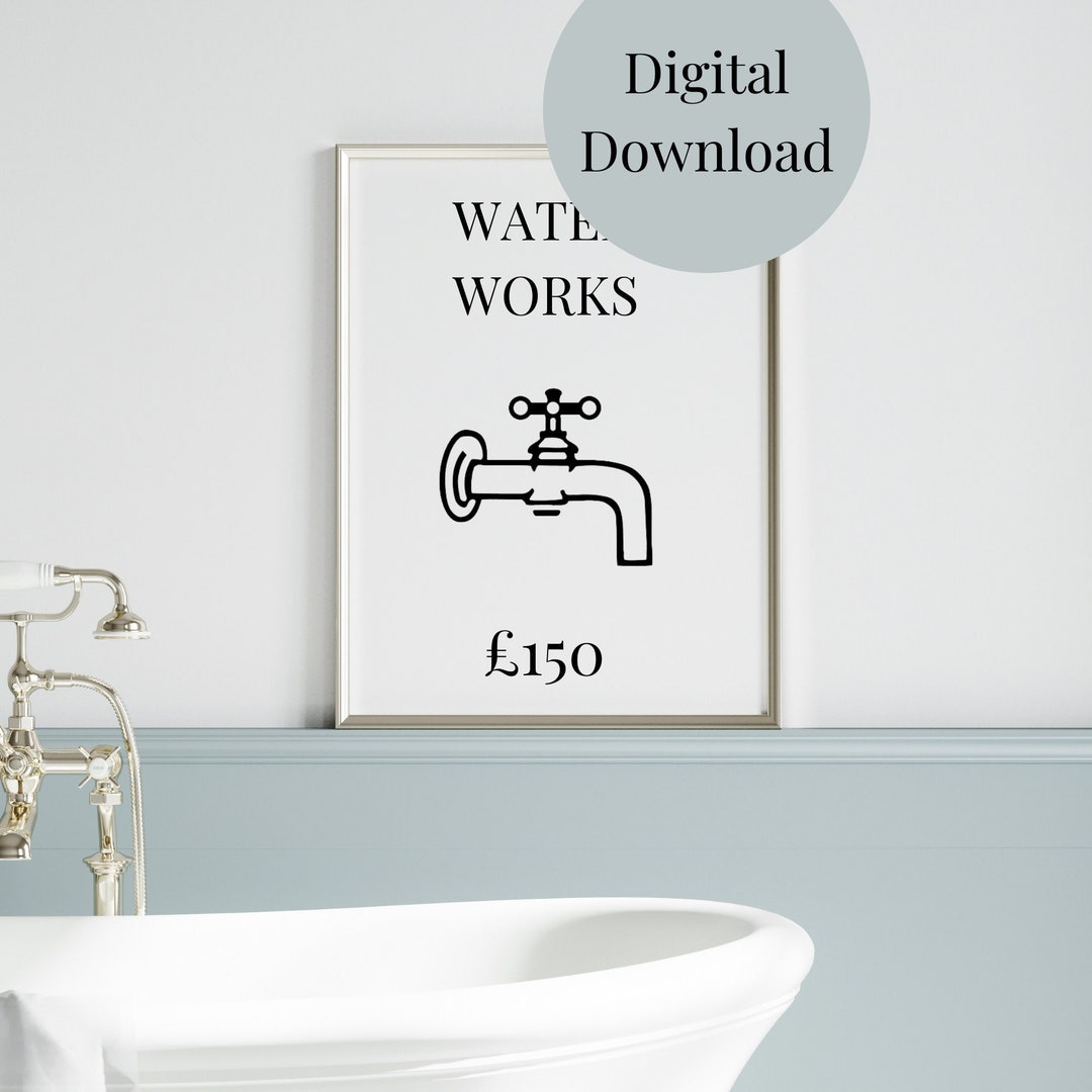 Water Works, Bathroom Decor Bathroom Wall Art Funny Quote for Bathroom ...