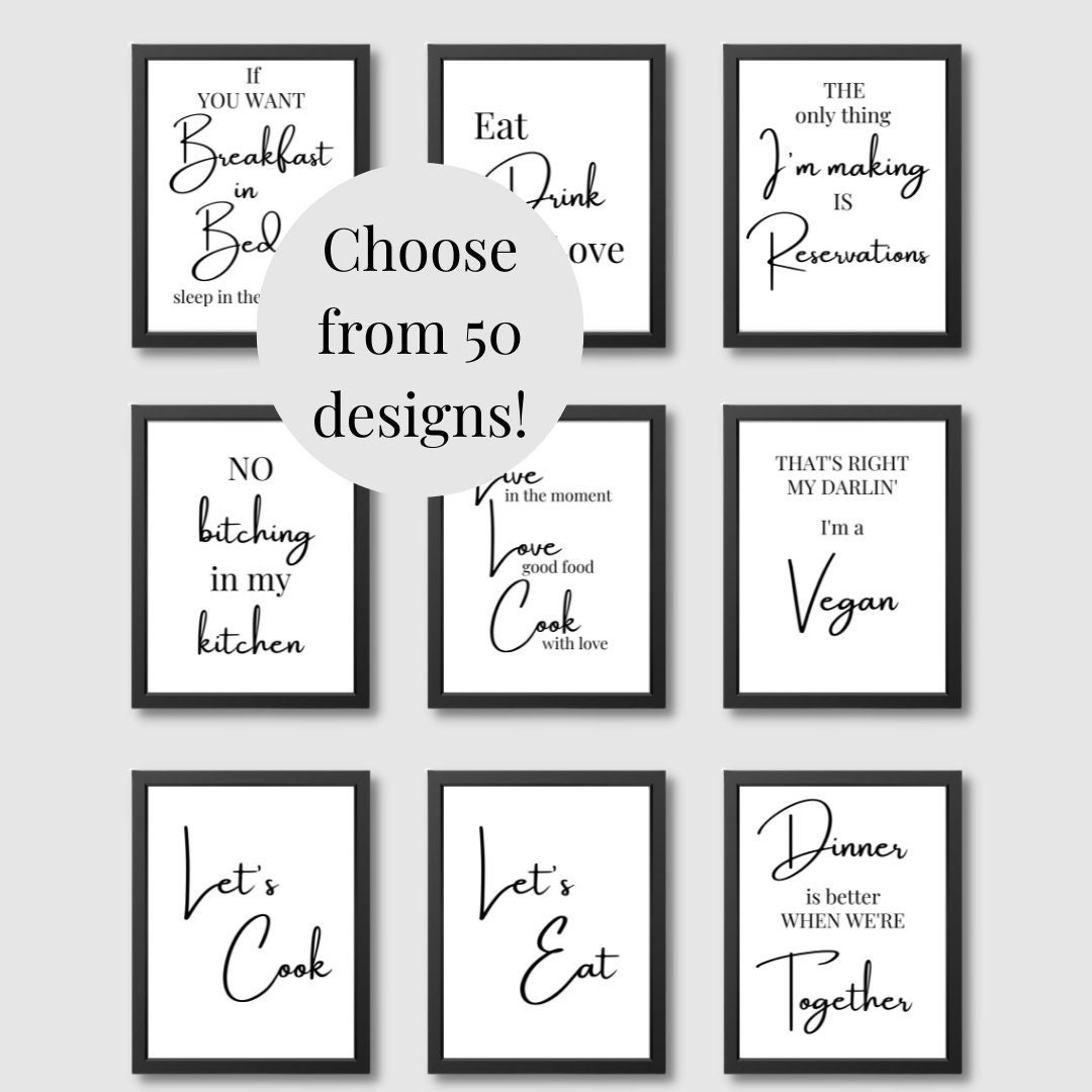 Kitchen Prints, Kitchen Typography, Funny Kitchen Dining Quotes ...
