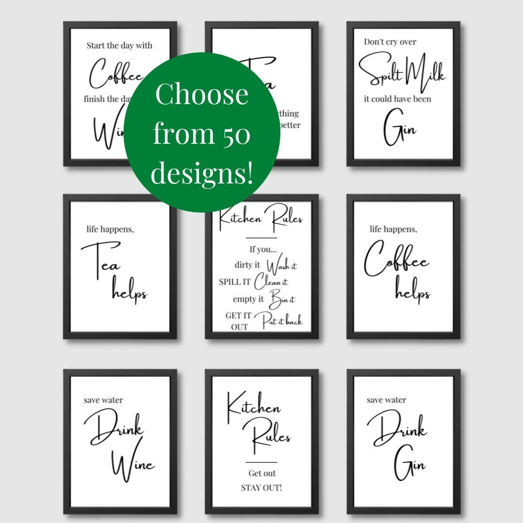 Kitchen Prints, Kitchen Typography, Funny Kitchen Dining Quotes ...